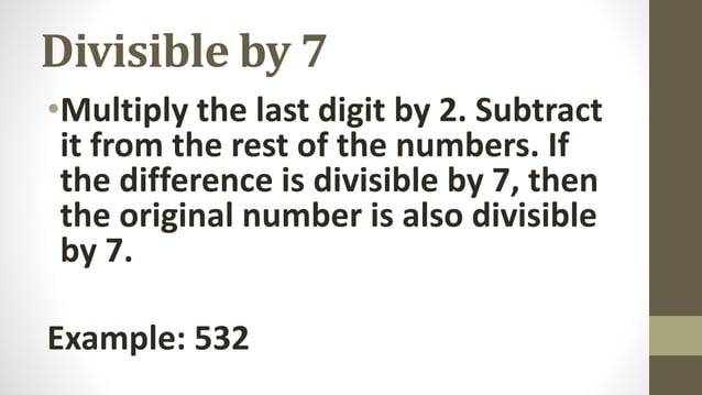 Divisibility rules 2 to 12 | PPTX