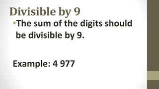 Divisibility rules 2 to 12 | PPTX