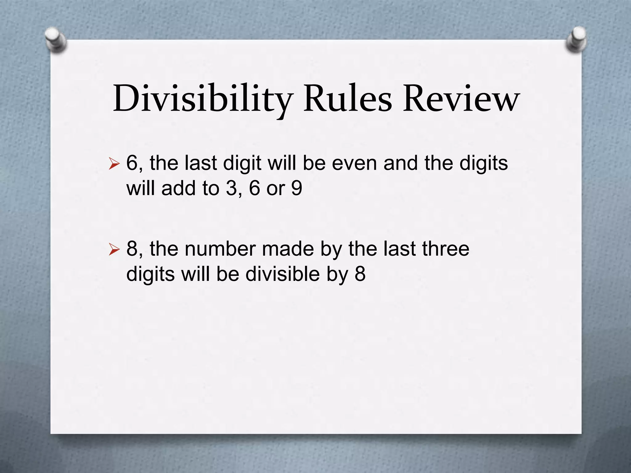 Divisibility Rules | PPTX