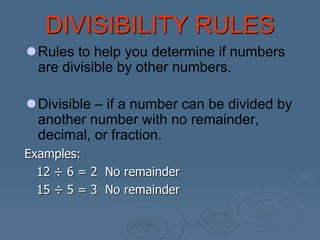 Divisibility Rules - Lesson 1 Straight forward with the Rules.pptx