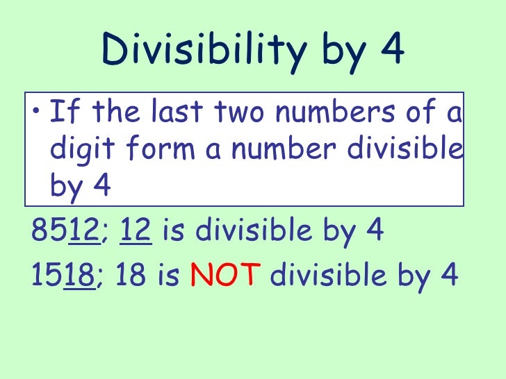 Divisibility Rules Divisibility Rules
