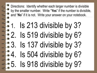 Divisibility Rules 3 6 9-COT.ppt