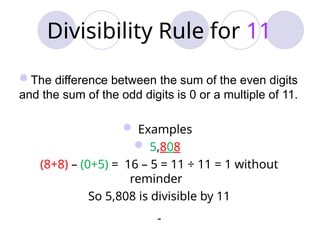 Comprehensive Guide to Divisibility Rules and Factors in Mathematics | PPT