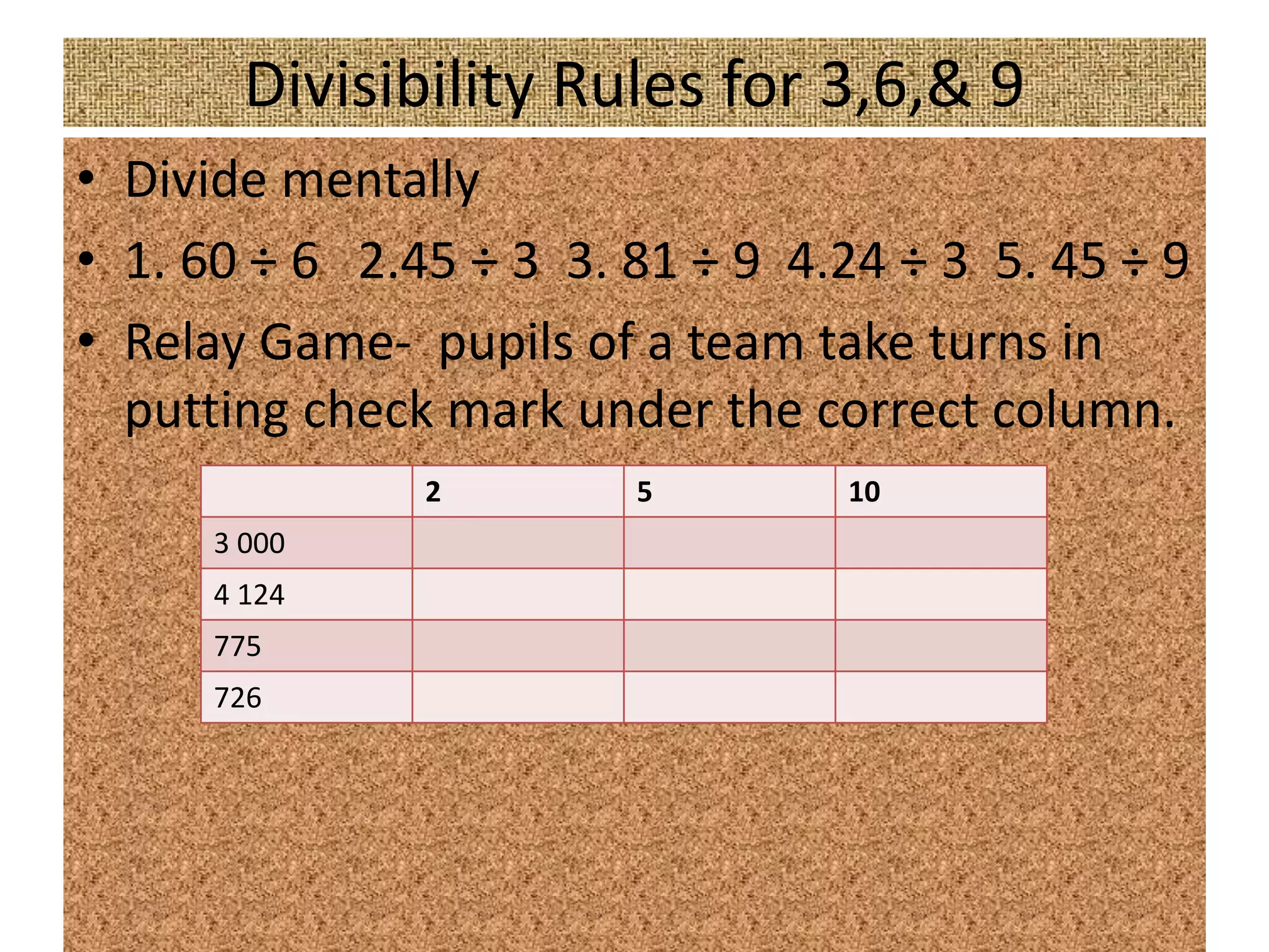 Divisibility rules for 3,6,& 9 | PPTX