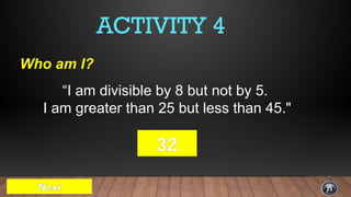Interactive Games about Divisibility Rules | PPTX