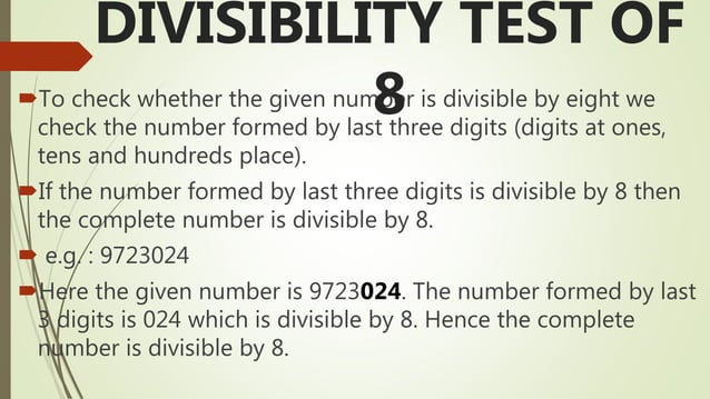 Divisibility tests | PPTX | Standardized Testing | Educational Assessment