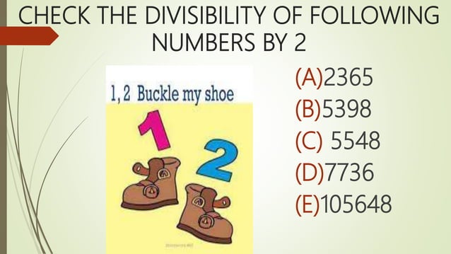 Divisibility tests | PPTX | Standardized Testing | Educational Assessment