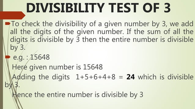 Divisibility tests | PPTX | Standardized Testing | Educational Assessment