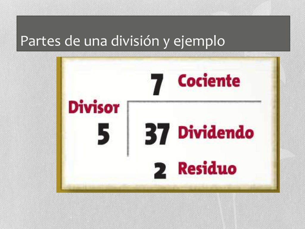 Partes de la división y su explicación
