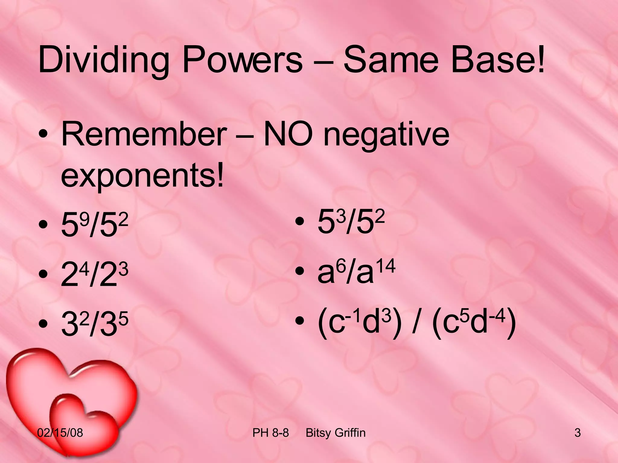 Division Properties Exponents | PPT