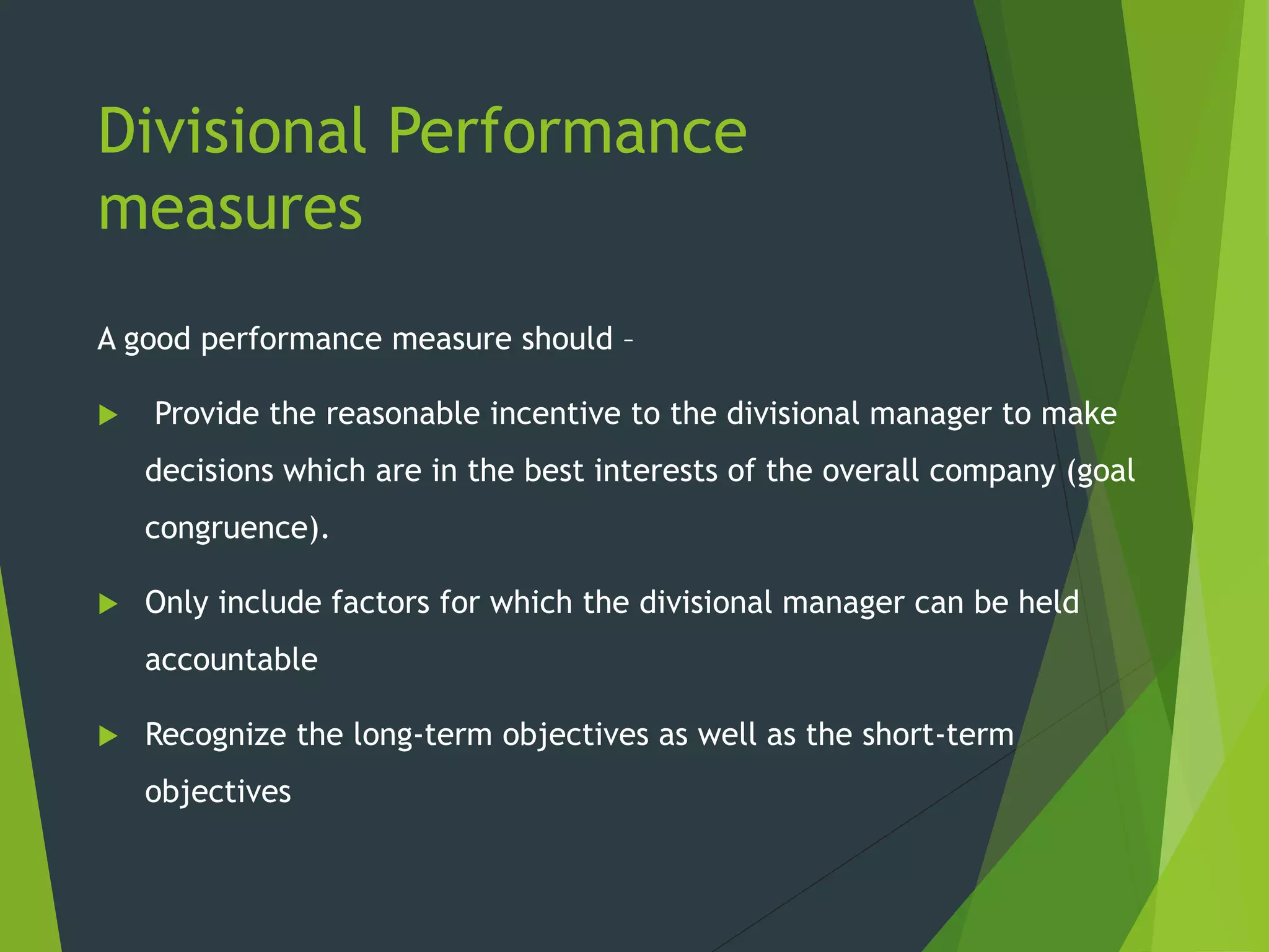 Divisional performance measures | PPTX