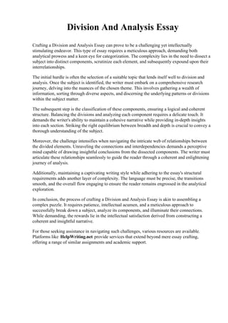 Division And Analysis Essay. New College of Florida | PDF