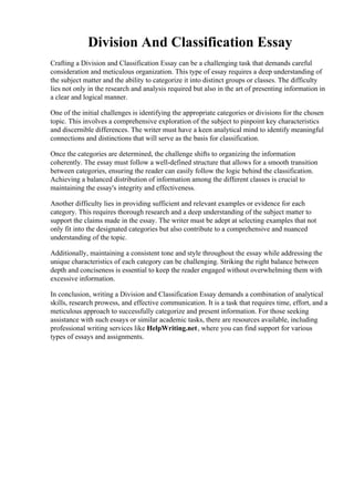 Division And Classification Essay | PDF