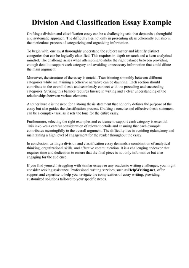 Division And Classification Essay Example.pdf
