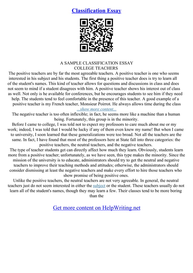 Division And Classification Essay Samples | PDF | Free Download