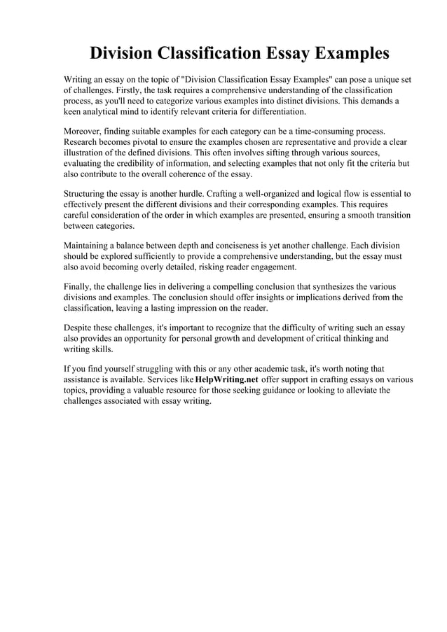 Division Classification Essay Examples.pdf
