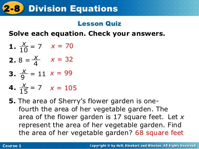 Division equations