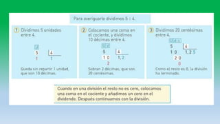 Divisiones con cociente decimal | PPTX