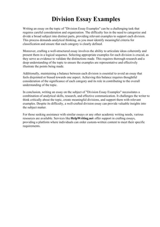 Division Essay Examples | PDF