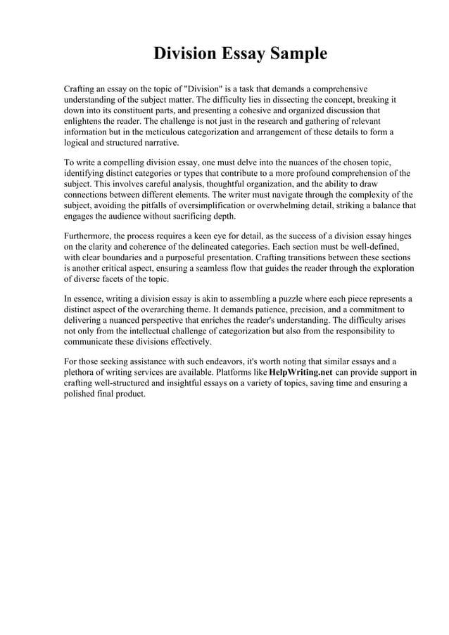 Division Essay Sample. Caribbean Medical University | PDF