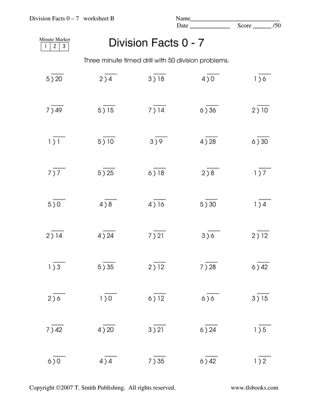 Division fluency drill math facts | PDF | Law