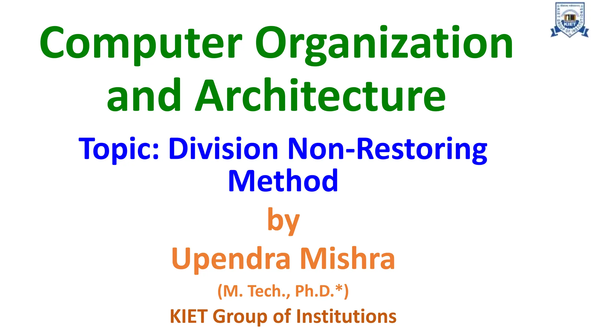 Division method Non Restoring.ppt