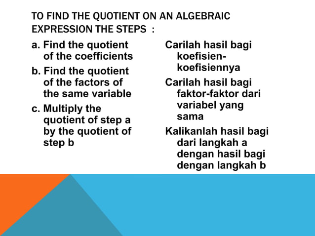Division of algebraic expressions | PPTX