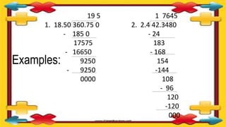 Division of mixed decimals | PPTX