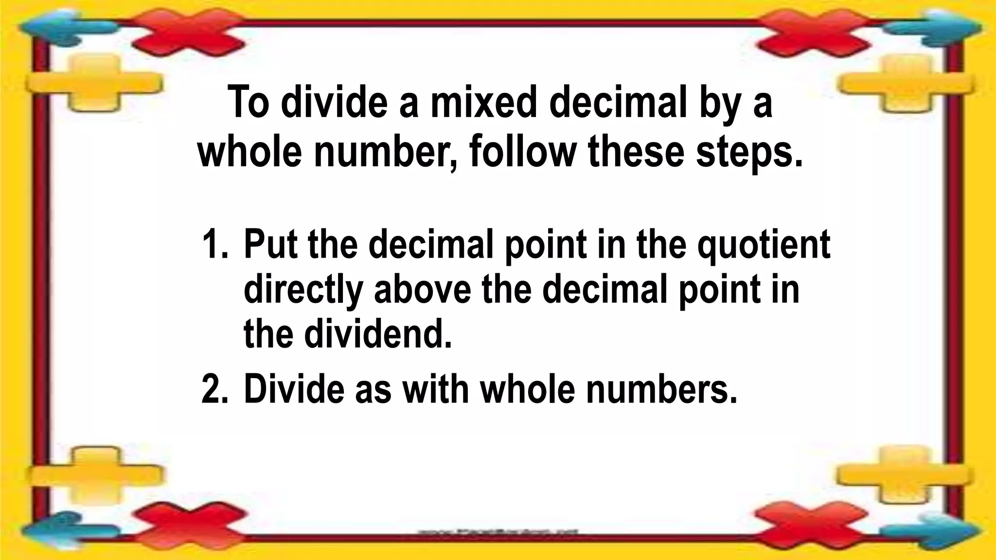 Division of mixed decimals by a whole number | PPTX