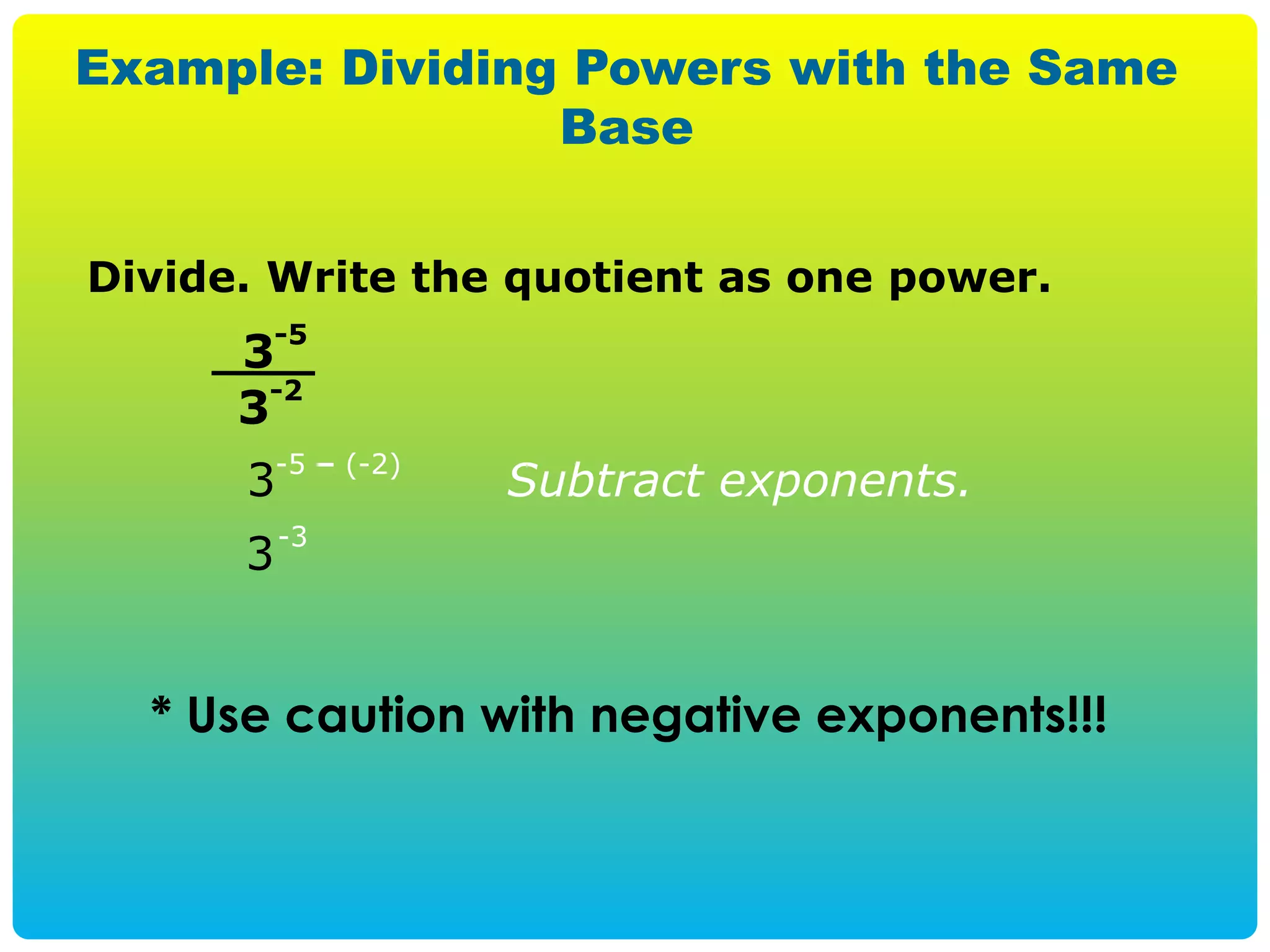Division of numbers in exponential form | PPTX | Physics | Science
