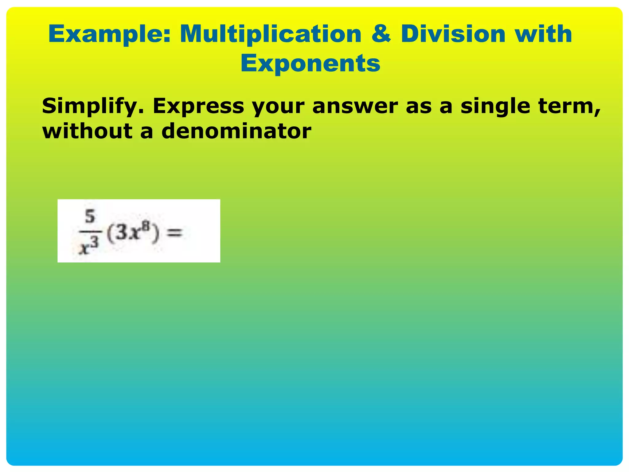 Division of numbers in exponential form | PPTX | Physics | Science