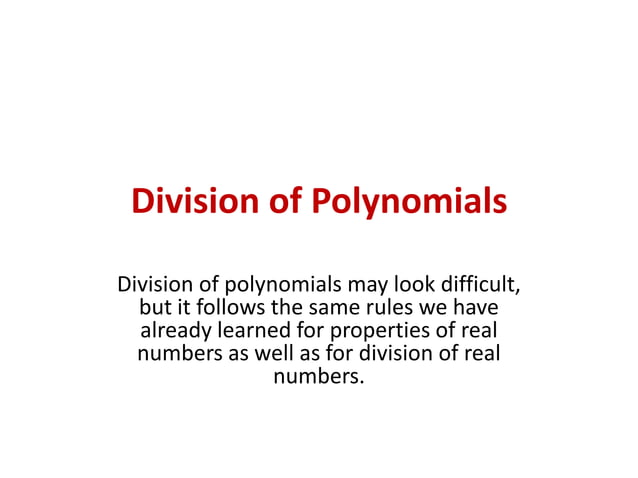 Division Of Polynomials | PPT