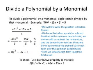 Dividing Polynomials Examples