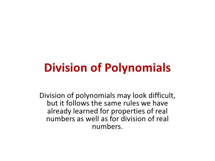 Long Division Rules