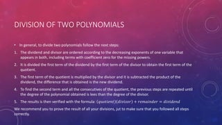 Division of polynomials | PPTX