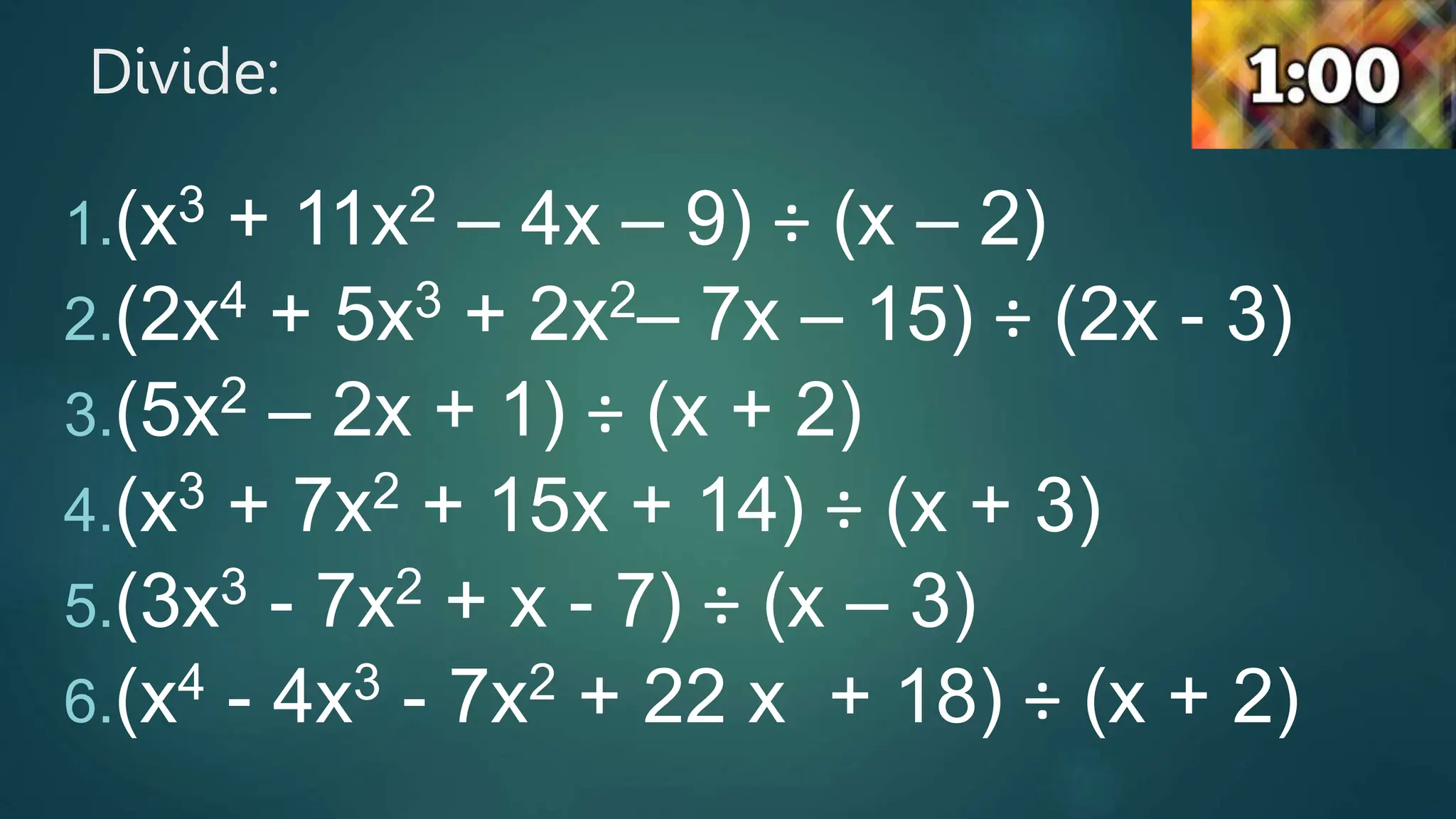 DIVISION OF POLYNOMIALS.pptx | Computing | Technology & Computing