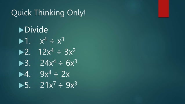 DIVISION OF POLYNOMIALS.pptx | Computing | Technology & Computing