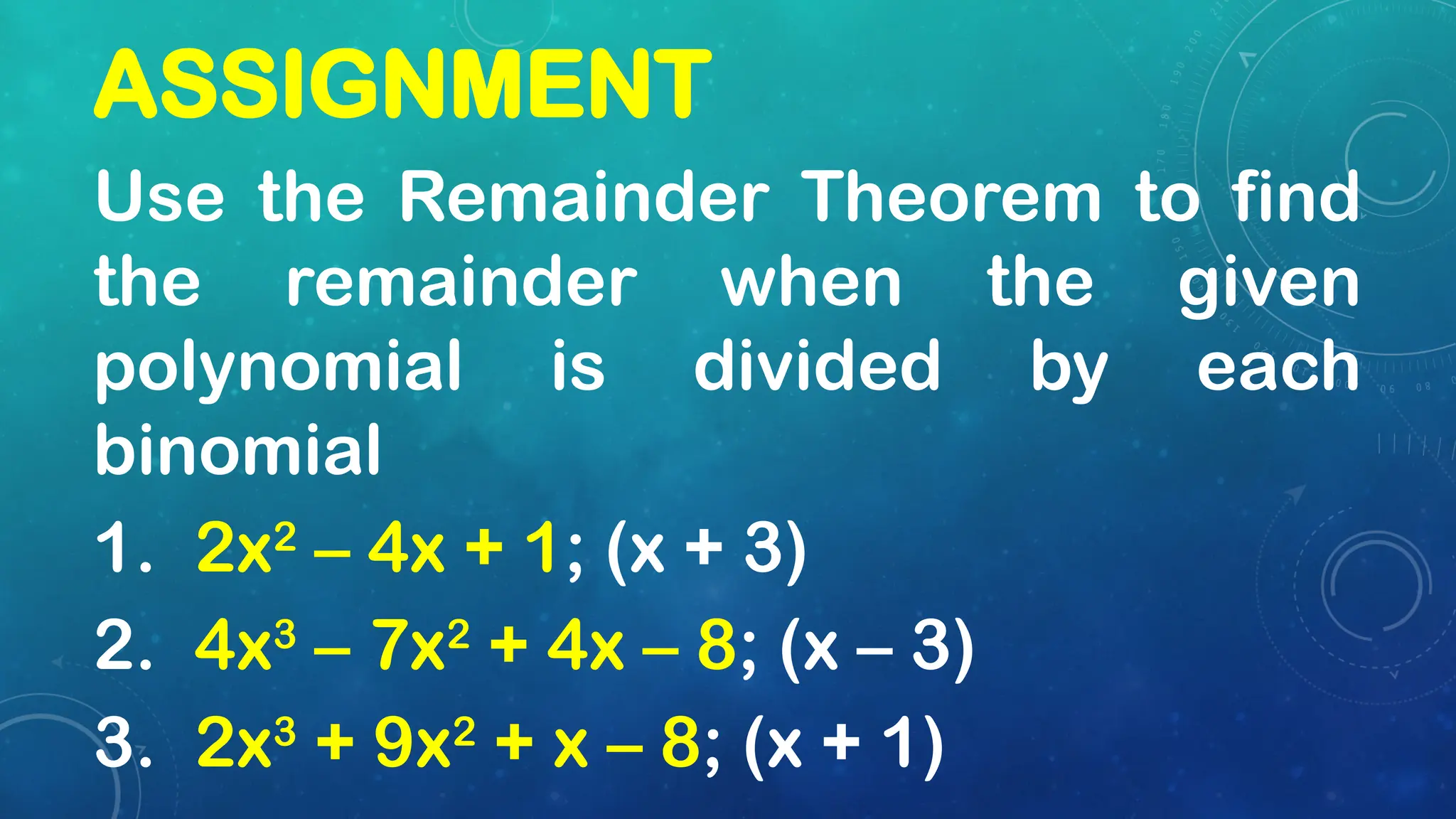 The Remainder Theorem Power Point for Grade 10 | PPTX