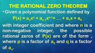 The Rational Root Theorem for Grade 10 Learners | PPTX