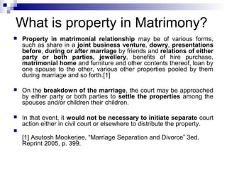 Division of property on divorce In India | PPT