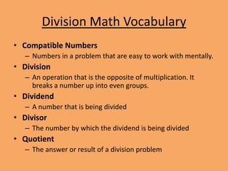 Division, patterns and estimating quotients 10 25-10 | PPT