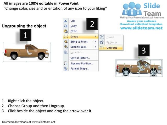 Division pickup brown truck side view power point slides and ppt ...