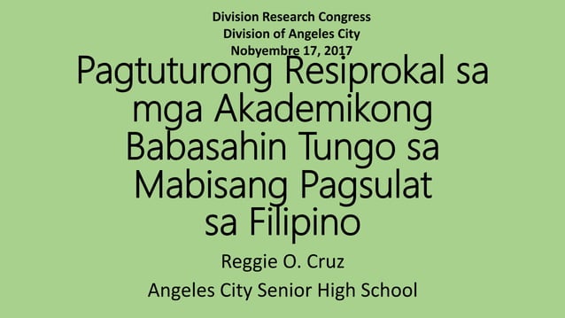 Division Research Congress Pagtuturong Resiprokal sa mga Babasahing ...