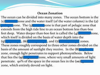 Divisions of the Marine Environment | PPTX