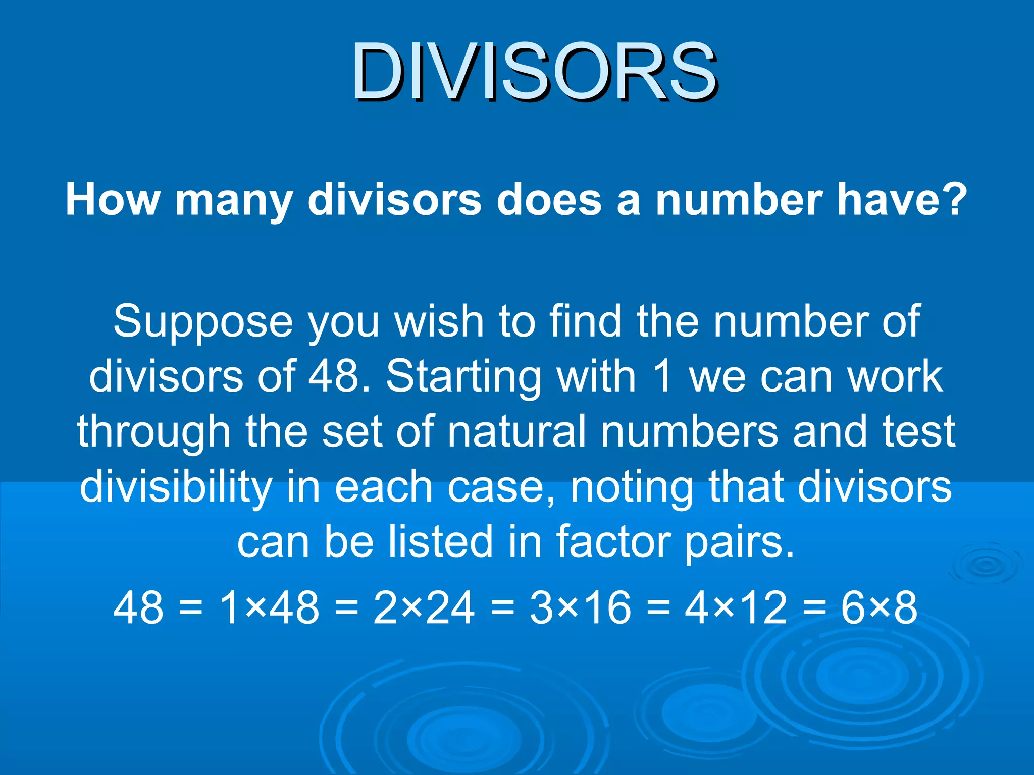 Divisors factors and multiples | PPT