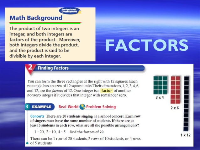 Divisors factors and multiples | PPT