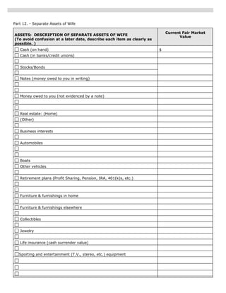 Divorce finance worksheet | PDF