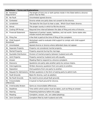 Divorce Finance Worksheet | PDF