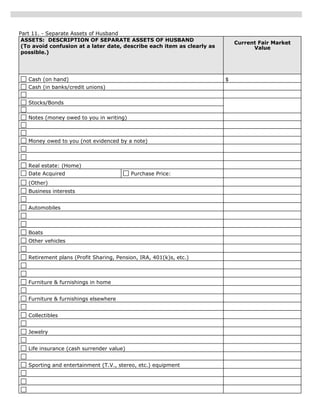 Divorce information and worksheet | PDF