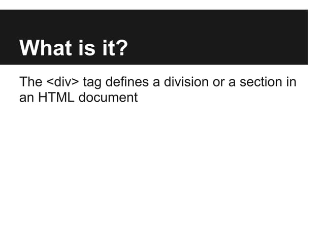 Div tag presentation | PDF | Web Design and HTML | Internet